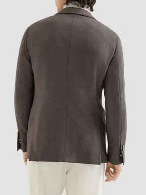 Brunello Cucinelli Mouliné Virgin Wool Twill Deconstructed Cavallo Blazer