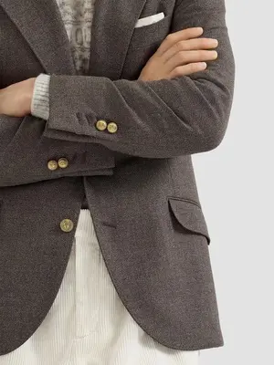 Brunello Cucinelli Mouliné Virgin Wool Twill Deconstructed Cavallo Blazer