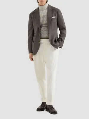 Brunello Cucinelli Mouliné Virgin Wool Twill Deconstructed Cavallo Blazer