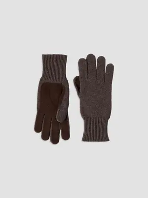 Brunello Cucinelli Cashmere Knit Gloves With Suede Palm - Brown