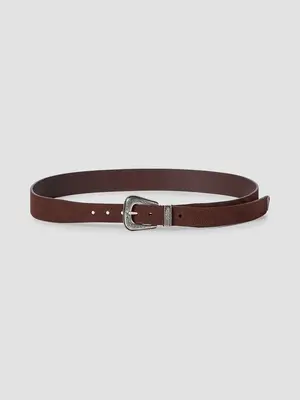 Brunello Cucinelli Reversed Leather Belt With Tip - Brown