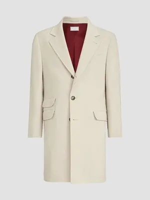 Brunello Cucinelli Lightweight Water-resistant Cashmere Coat With Double Vents - Sand