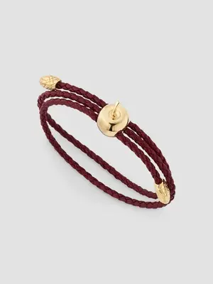 Bottega Veneta Adam 18k-gold-plated & Leather Bracelet - Red