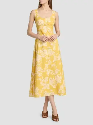 Tanya Taylor Cadence Floral Cotton Poplin Midi-dress