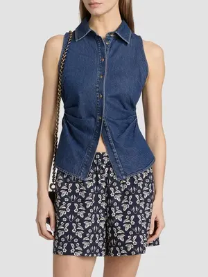 Tanya Taylor Hanelle Sleeveless Denim Top