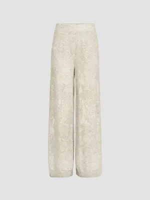 Brunello Cucinelli Lace Flowers Knit Track Trousers