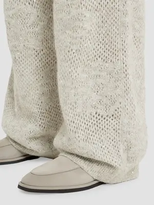 Brunello Cucinelli Lace Flowers Knit Track Trousers