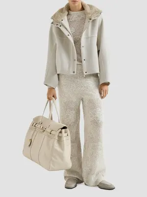 Brunello Cucinelli Lace Flowers Knit Track Trousers