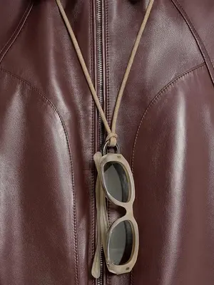 Brunello Cucinelli Alcantara Glasses Cord With Monili - Beige