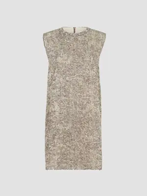 Brunello Cucinelli Dazzling Craquelé Embroidery Dress - Silver