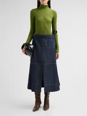 Tanya Taylor Kayden Pointelle Merino-wool Turtleneck Sweater