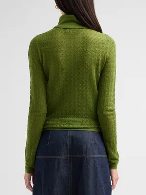 Tanya Taylor Kayden Pointelle Merino-wool Turtleneck Sweater