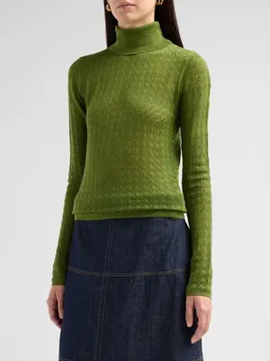 Tanya Taylor Kayden Pointelle Merino-wool Turtleneck Sweater