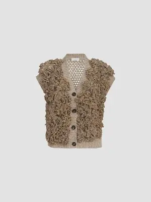 Brunello Cucinelli Handmade Dazzling Blossom Opera Knit Vest - Light Brown