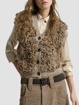 Brunello Cucinelli Handmade Dazzling Blossom Opera Knit Vest