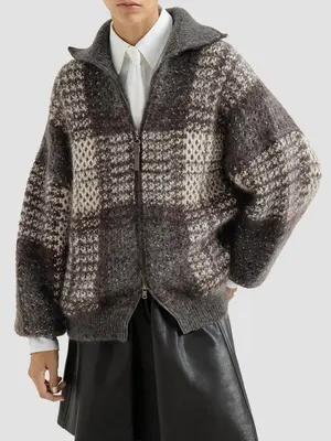 Brunello Cucinelli Dazzling Tartan Double Knit Outerwear Jacket