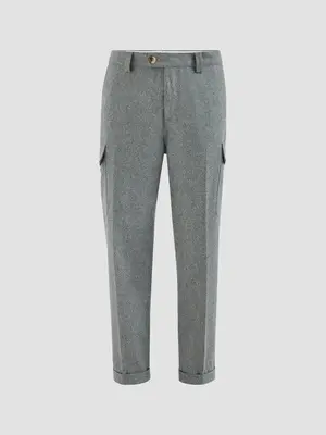 Brunello Cucinelli Virgin Wool Flannel Trousers With Cargo Pockets - Medium Grey