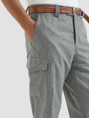 Brunello Cucinelli Virgin Wool Flannel Trousers With Cargo Pockets - Medium Grey