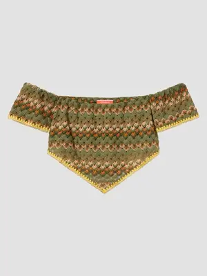 La DoubleJ Embroidered Sand Dollar Top - Green Multi
