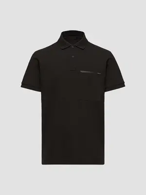 Moncler Polo Shirt In Cotton Piquet - Black
