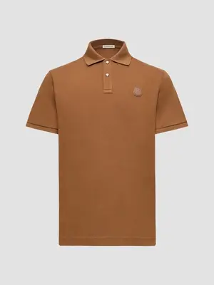 Moncler Polo Shirt In Cotton Piquet - Brown