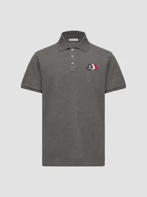 Moncler Polo Shirt In Cotton Piquet - Dark Gray