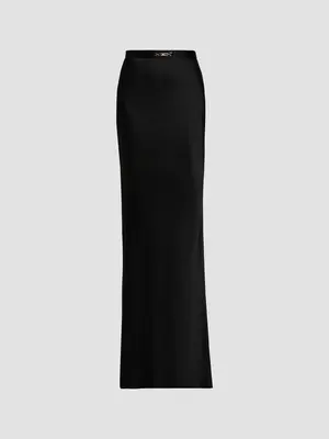 Elisabetta Franchi Jewel-detailed Satin Crêpe Maxi Skirt - Nero
