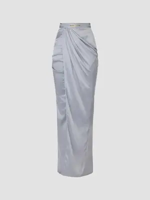 Elisabetta Franchi Satin Wrap Maxi Skirt - Starlight