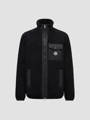 Moncler Zip-up Sweatshirt In Teddy - Black