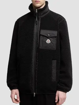 Moncler Zip-up Sweatshirt In Teddy - Black
