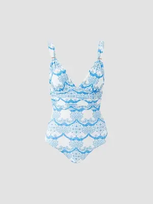 Melissa Odabash Panarea Floral V-neck One-piece Swimsuit