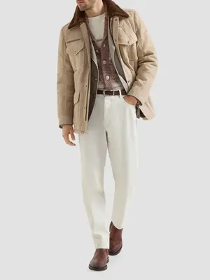 Brunello Cucinelli Waxed Shearling Safari Jacket