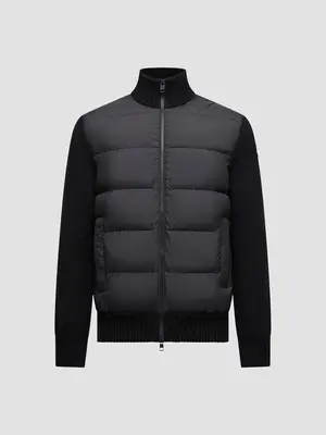 Moncler Down-filled Cardigan In Wool - Black