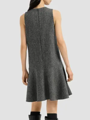 Brunello Cucinelli Virgin Wool Donegal Mini Dress With Monili - Anthracite