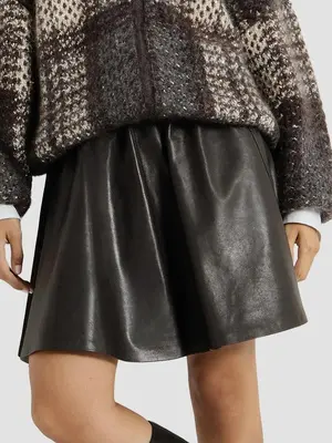 Brunello Cucinelli Polished Nappa Leather Mini Circle Skirt