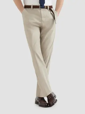 Brunello Cucinelli Gart-dyed Trousers In Peached Cotton Gabardine - Beige