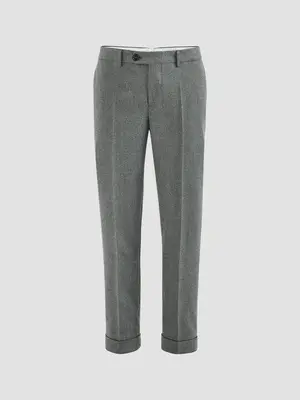Brunello Cucinelli Virgin Wool Flannel Italian Fit Trousers - Medium Grey