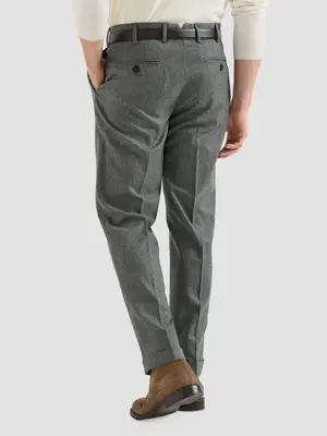 Brunello Cucinelli Virgin Wool Flannel Italian Fit Trousers - Medium Grey
