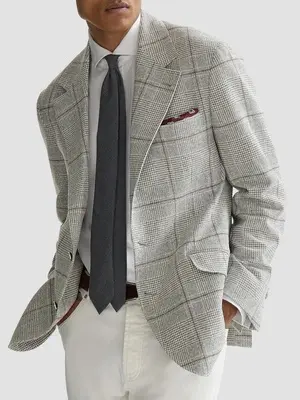 Brunello Cucinelli Prince Of Wales Flannel Deconstructed Cavallo Blazer