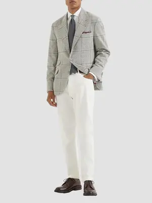 Brunello Cucinelli Prince Of Wales Flannel Deconstructed Cavallo Blazer