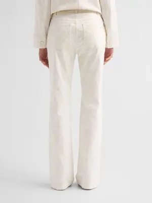 Cinq À Sept Stevie Paisley Flocked High-rise Boot-cut Jeans - Cream