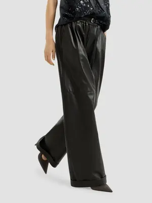 Brunello Cucinelli Nappa Leather Baggy Trousers