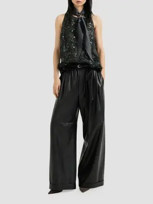 Brunello Cucinelli Nappa Leather Baggy Trousers