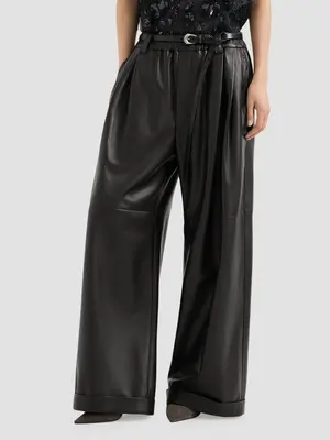 Brunello Cucinelli Nappa Leather Baggy Trousers