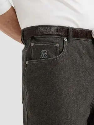 Brunello Cucinelli Virgin Wool Flannel Five-pocket Trousers - Grey