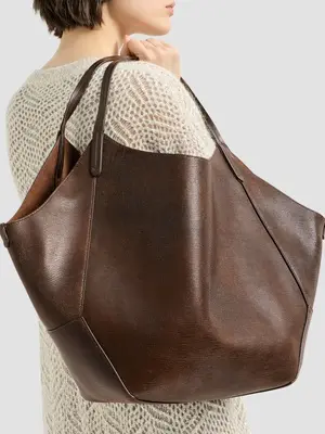 Brunello Cucinelli Reversible Duo Shopper In Lizard-effect Calfskin