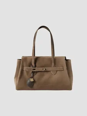 Brunello Cucinelli Explorer Shoulder Bag In Suede - Bark