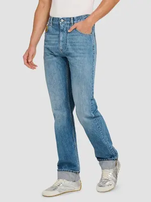 Bottega Veneta Vintage Indigo-washed Suede-pocket Jeans