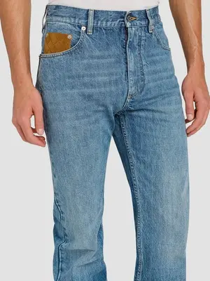 Bottega Veneta Vintage Indigo-washed Suede-pocket Jeans