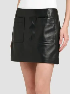 Bottega Veneta Leather Patch Pocket Miniskirt